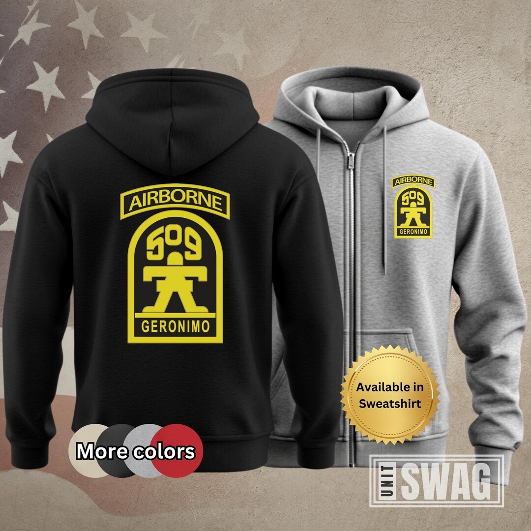 509th Parachute Infantry Regiment, Full Zip, Hoodie, 509 PIR, Geronimo ...