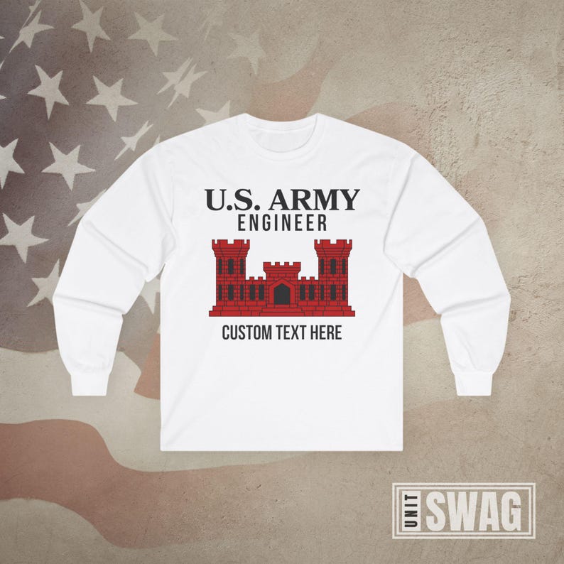 Army Engineer, Long Sleeve, T-shirt, Personalized, Combat Engineer, 12B ...