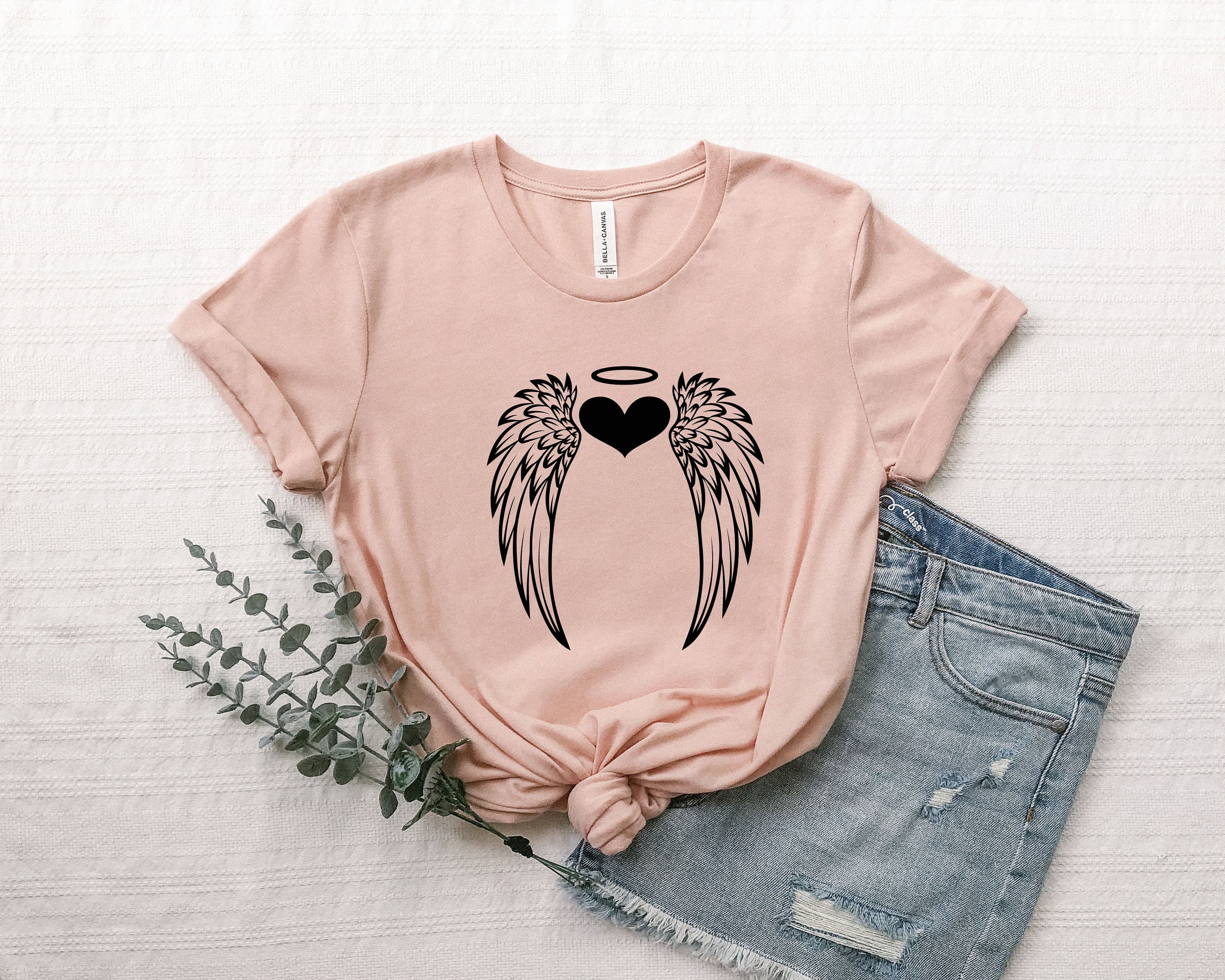 Woman's Christian Shirt,angel Wings Shirt,cute Heart T-shirt,angel ...