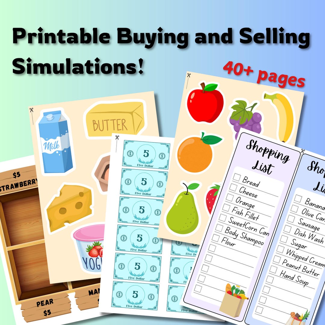 Printable Shopping Simulation Game for Kids - Fun Play Money & Grocery ...