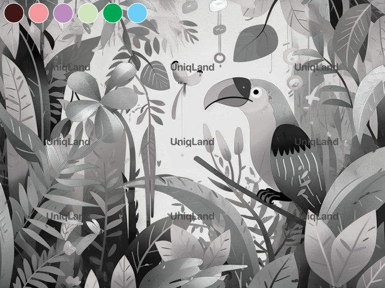 Animal Jungle Adventure Inspiring Art Children Coloring Book Art ...