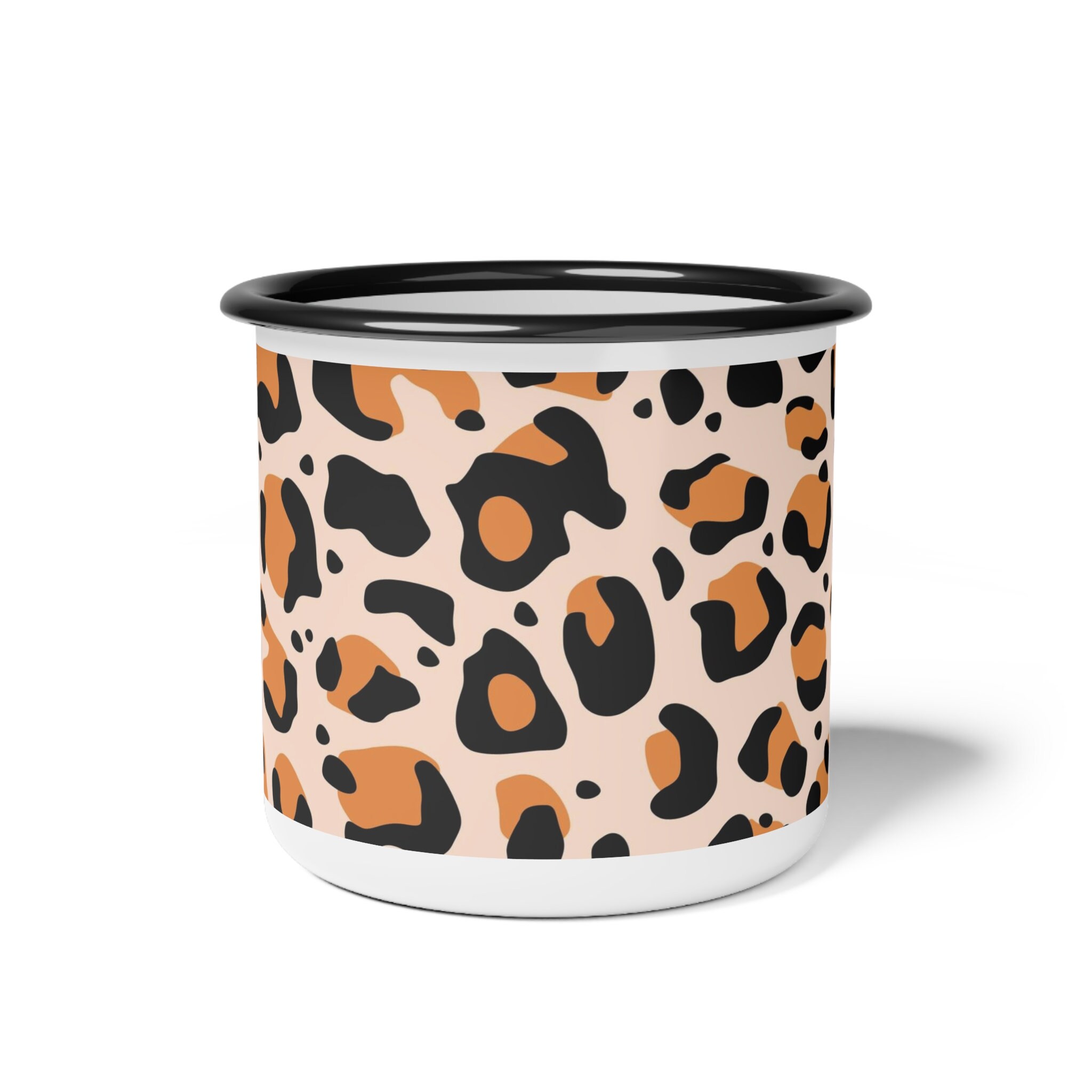 Leopard Print Enamel Camp Cup, Cheetah Coffee Cup, Large Mug, Wild Cat ...