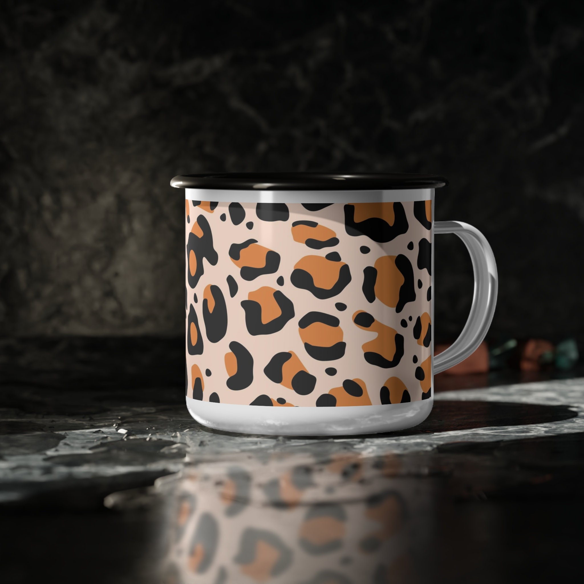 Leopard Print Enamel Camp Cup Cheetah Coffee Cup Large Mug - Etsy