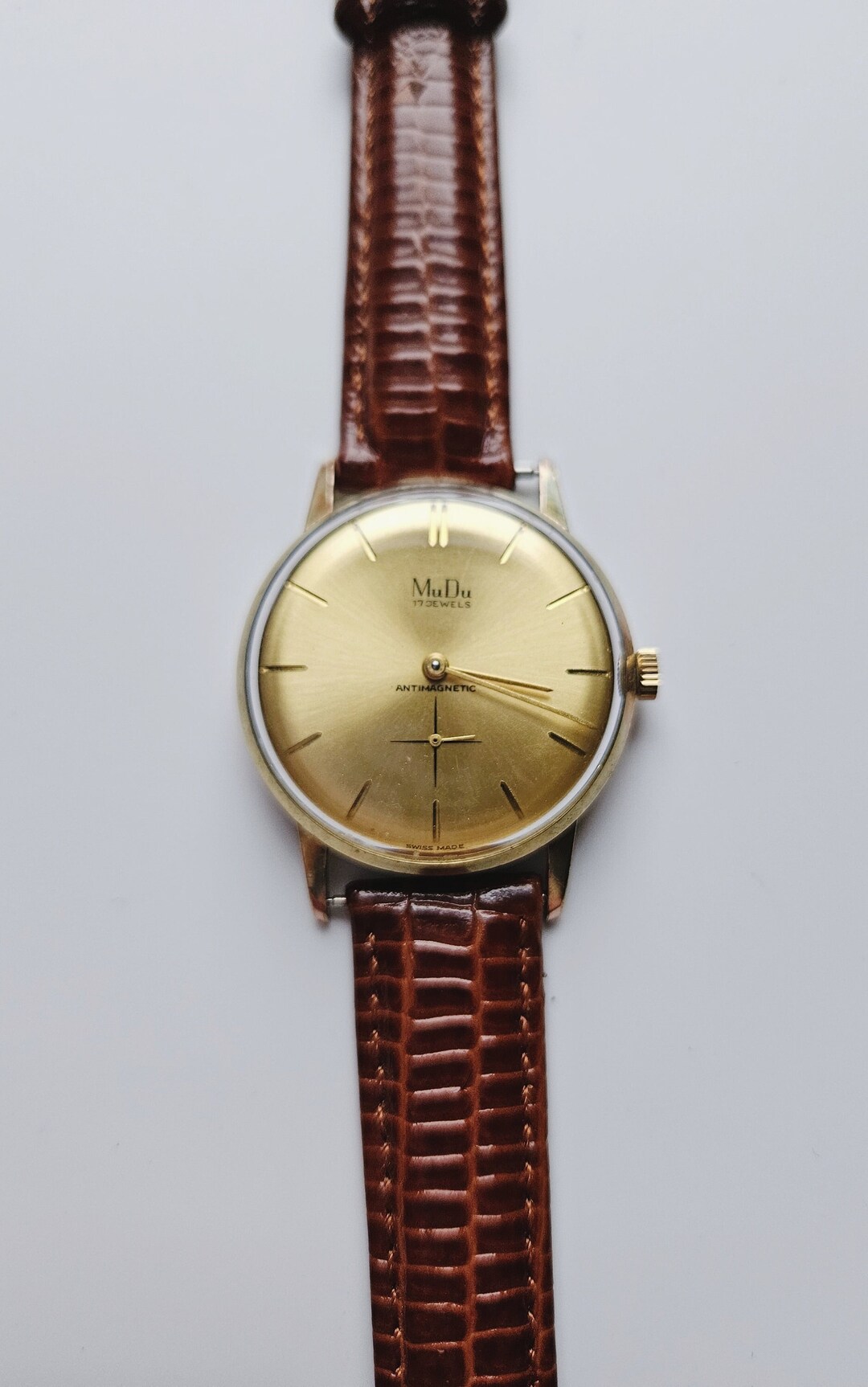 Men's Vintage Mudu 17 Jewels Antimagnetic Mechanical Manual Wind up ...