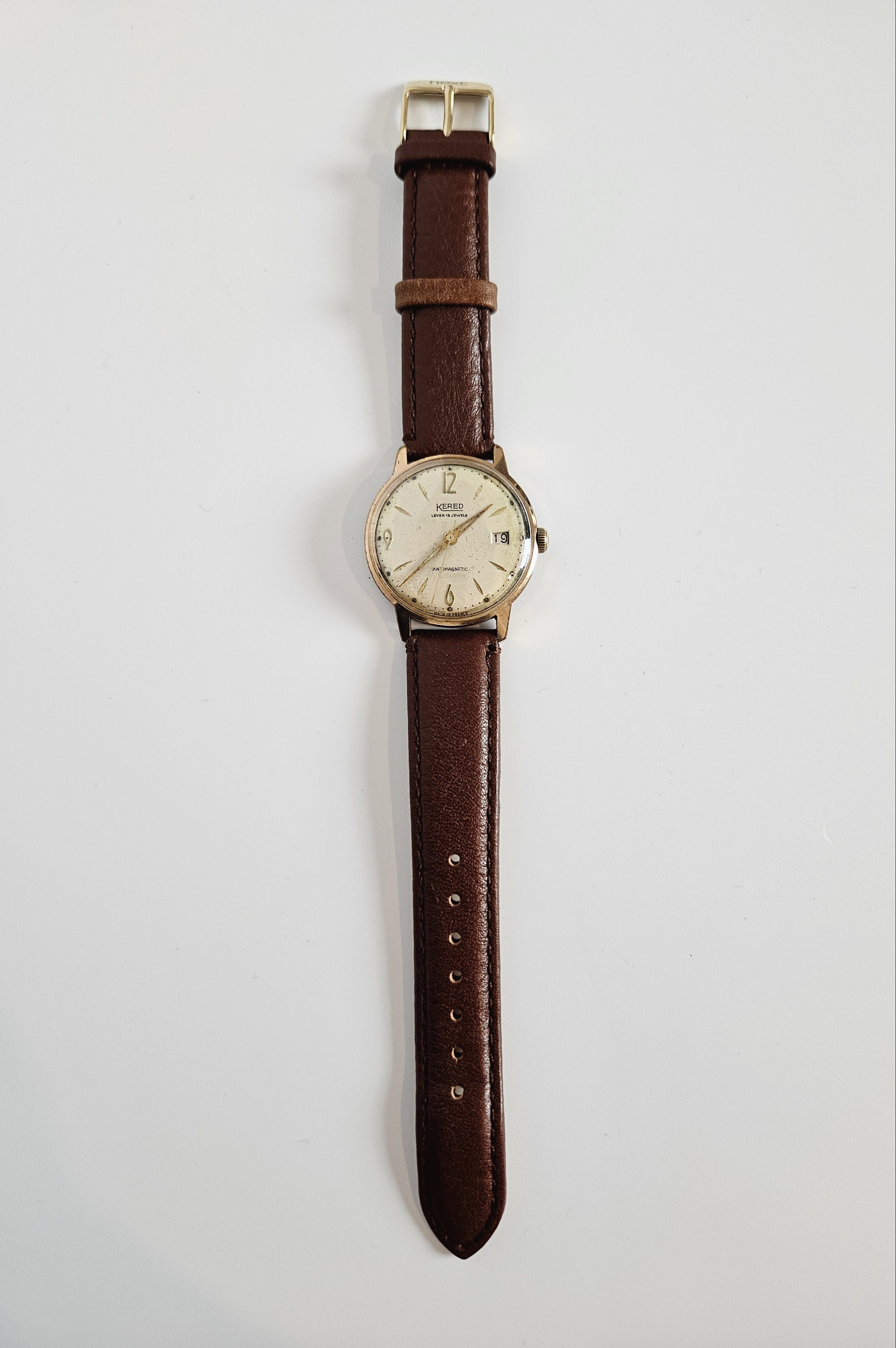 Gents Kered Lever 15 Jewels Anti-magnetic Mechanical Manual Wind up ...