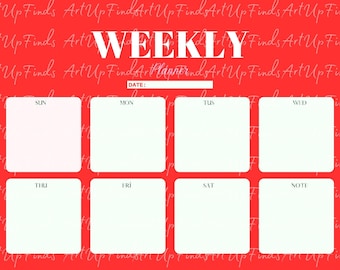 Red Weekly Planner - Etsy