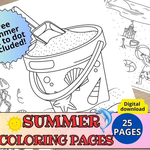 Coloring Pages for Kids Summer - Etsy