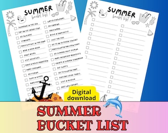 Summer Bucket List Printable, Summer Break Bucket List Template, Summer ...