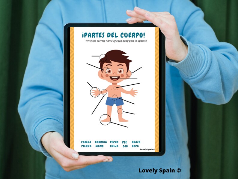 Spanish Body Parts Flashcard Printable, Spanish Worksheet for Beginners ...