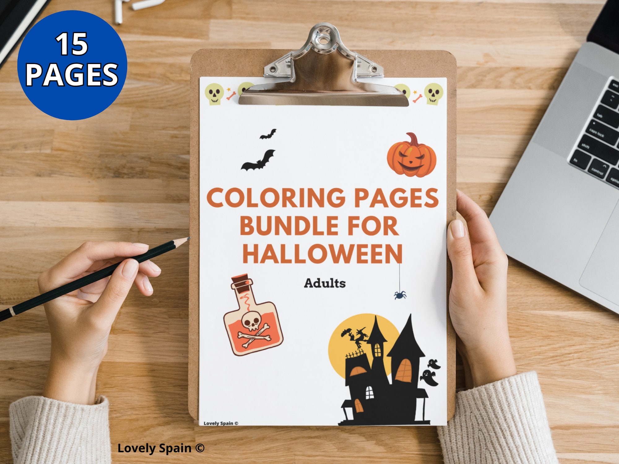 Intricate Halloween Coloring Pages for Adults Printable, 15 Detailed ...