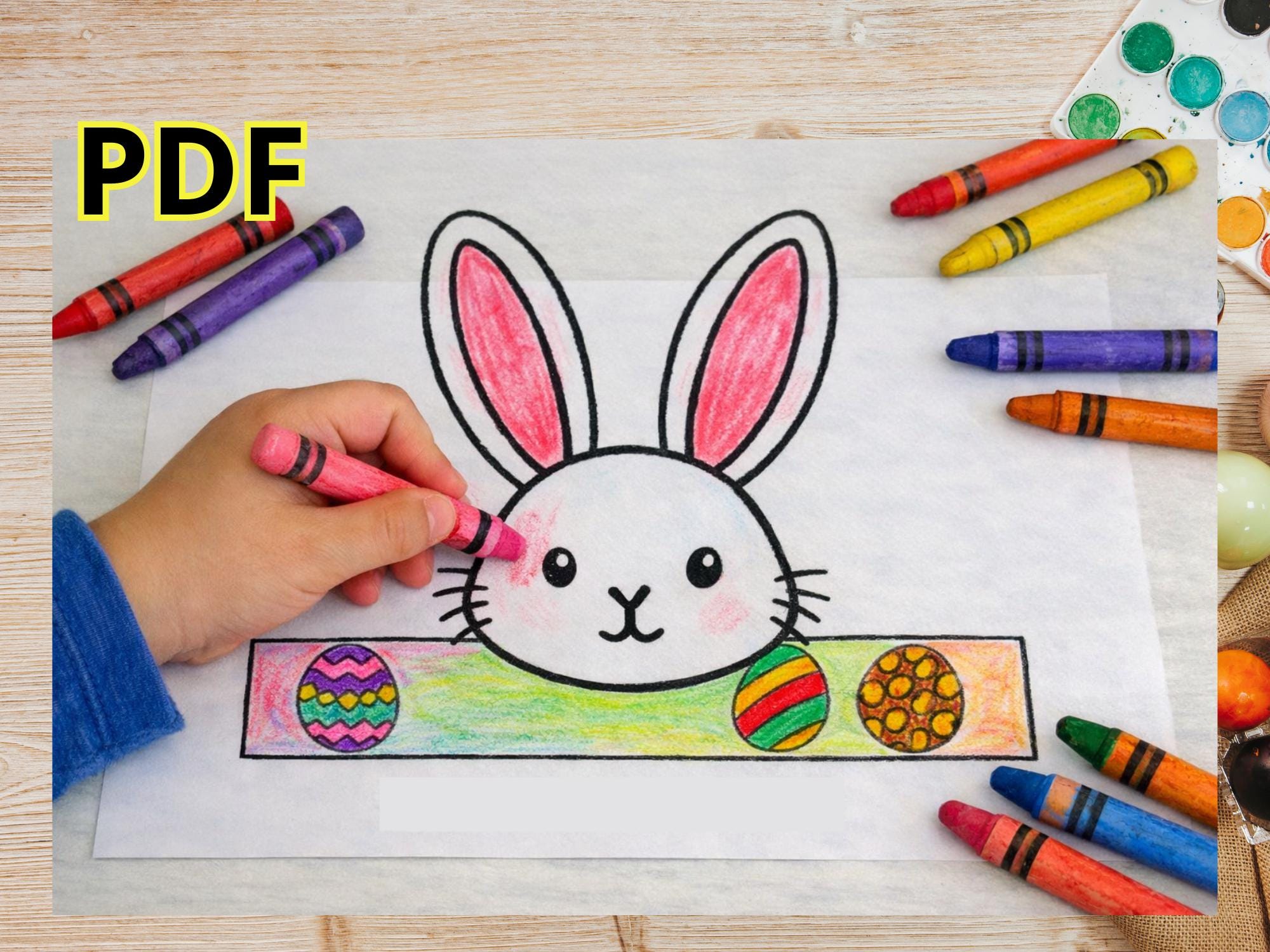 Easter Bunny Paper Crown Craft for Kids, Easter Eggs Creative Activity ...