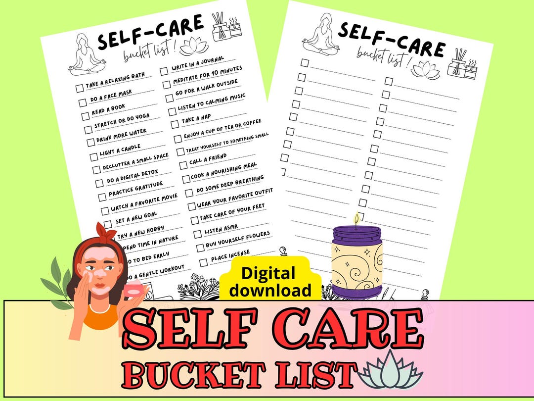 Self Care Bucket List Printable, Relaxation & Mindfulness Activities ...