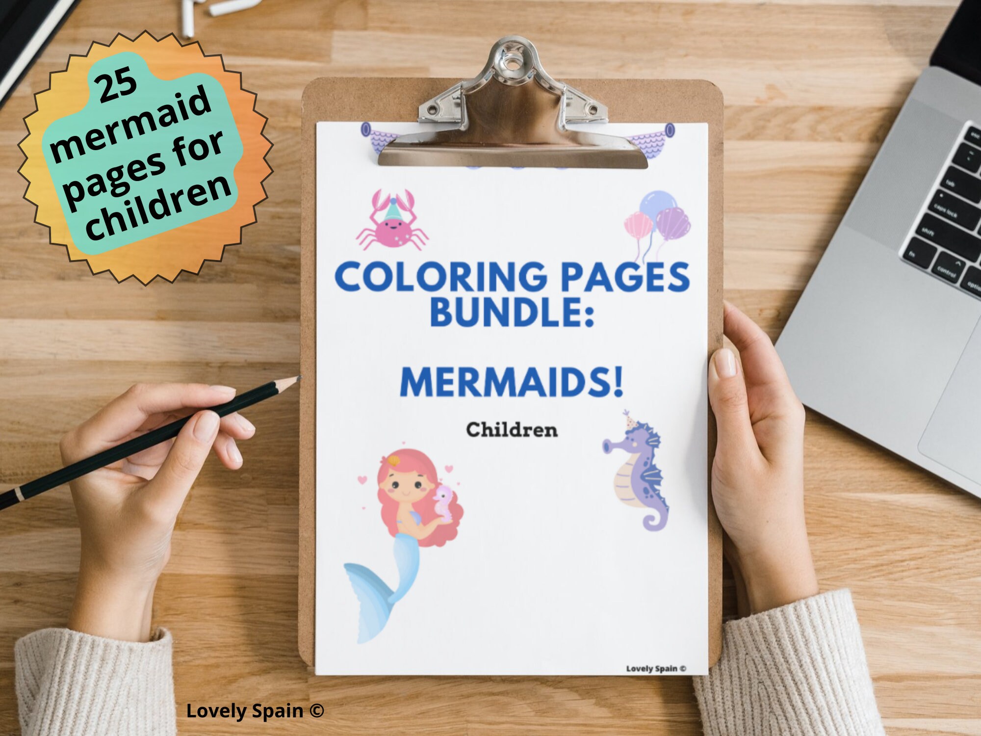 Mermay Coloring Pages Printable PDF, 40 Mermaid Coloring Sheets Bundle ...