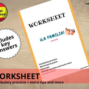 Spanish Family Members Flashcard Printable, Spanish Worksheet for ...