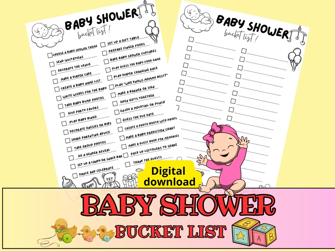 Baby Shower Bucket List Printable, Editable PDF Baby Shower Planner ...