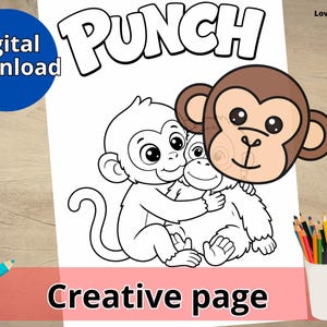 Punch the Monkey Coloring Page Printable, Viral Japanese Monkey & Plush ...