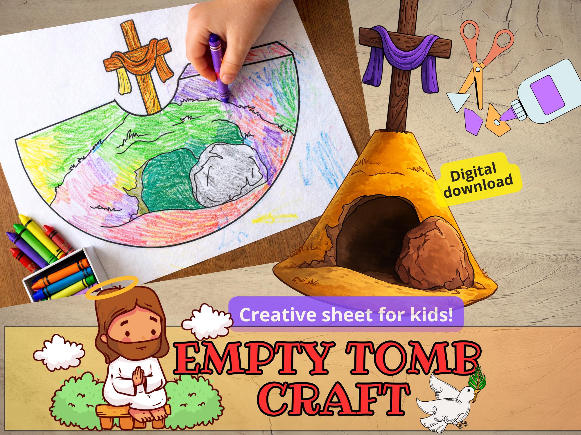 Empty Tomb Craft Printable for Kids, Christian Easter Creative Page ...