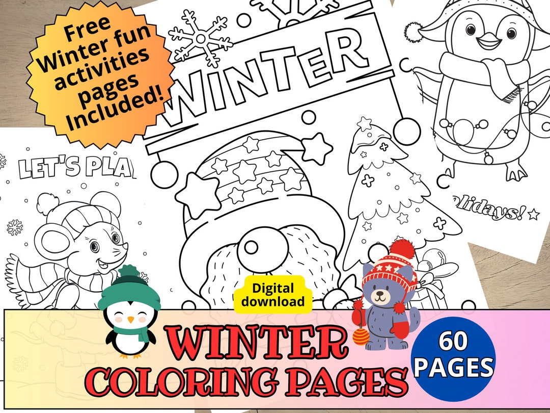 60 Winter Coloring Pages for Kids, Snowman Printables, Frosty Season ...