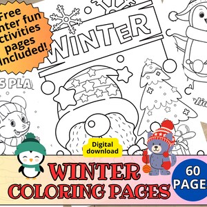 60 Winter Coloring Pages for Kids, Snowman Printables, Frosty Season ...