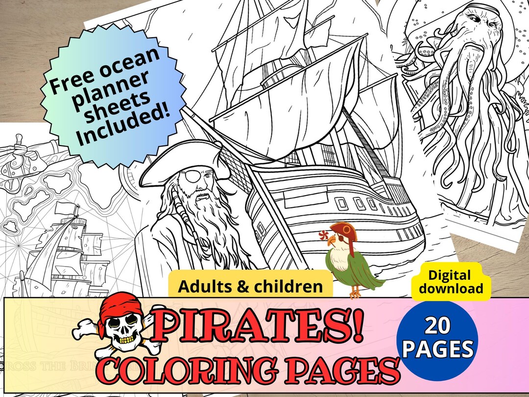 20 Detailed Pirate Coloring Pages, Pirate Ship Printable, Famous ...