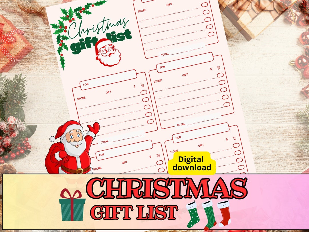 Printable Christmas Gift Check List, Ultimate Christmas Gift List ...