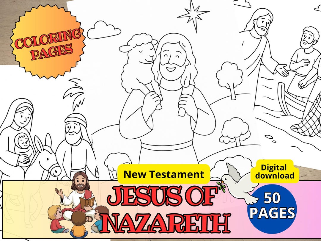 50 Jesus of Nazareth Coloring Pages, Religious Drawings, New Testament ...