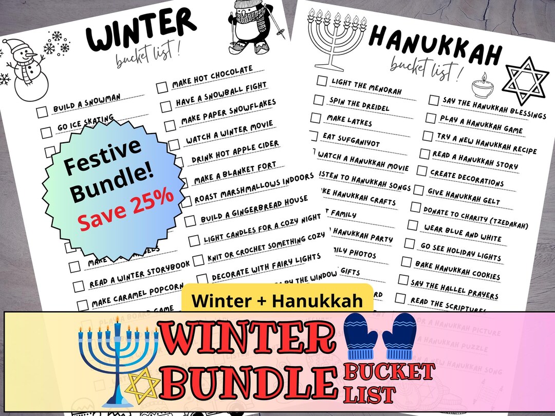 Winter & Hanukkah Bundle Printable, Cozy Seasonal Activities, Festival ...