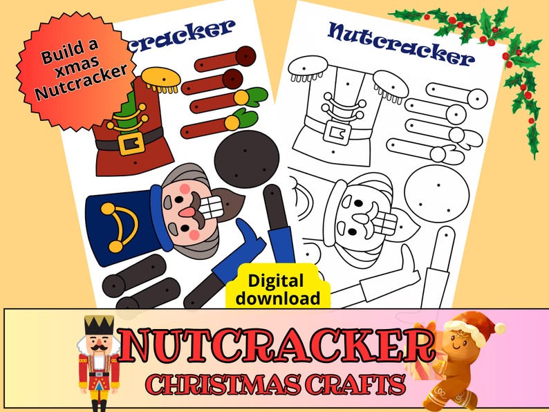 Printable Nutcracker Articulated Puppet, Winter Paper Craft for Kids ...