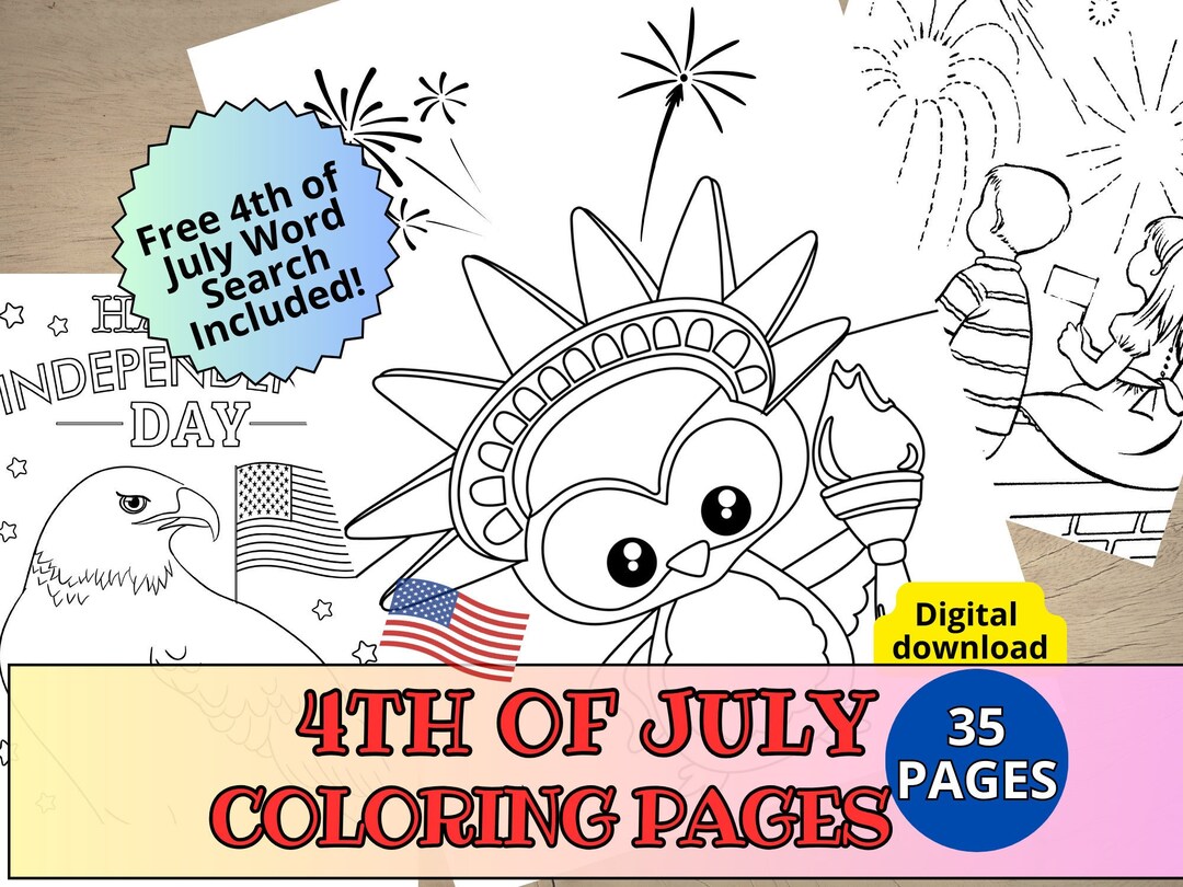 4th of July Coloring Pages for Kids, 35 Printable Images, Independence ...
