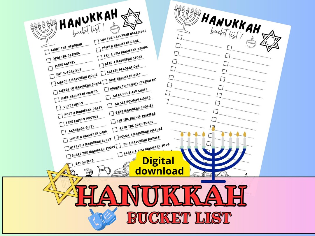 Hanukkah Bucket List Printable for Families, Editable PDF Activity ...
