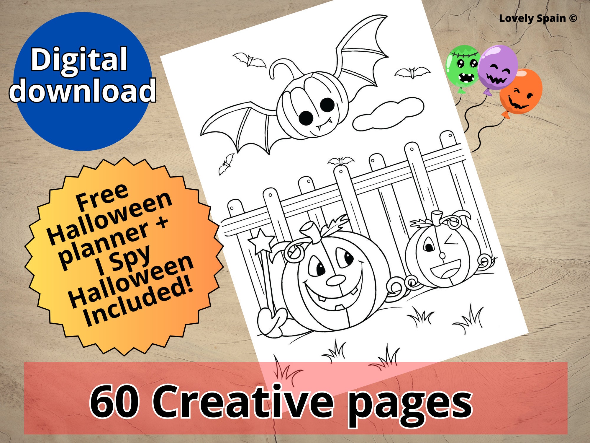 60 Halloween Coloring Pages for Kids, Halloween Printables, Fall ...