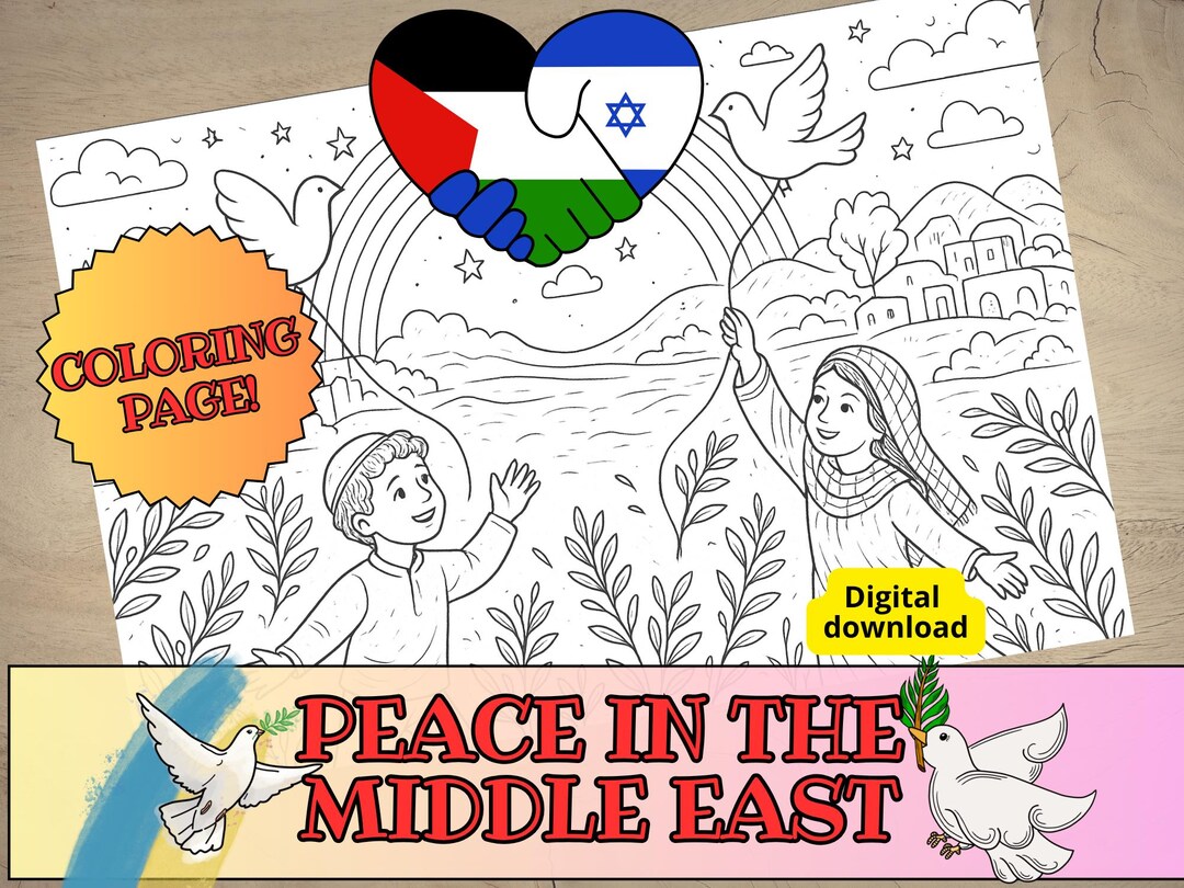 Peace in the Middle East Coloring Page, No Wars in World Printable ...