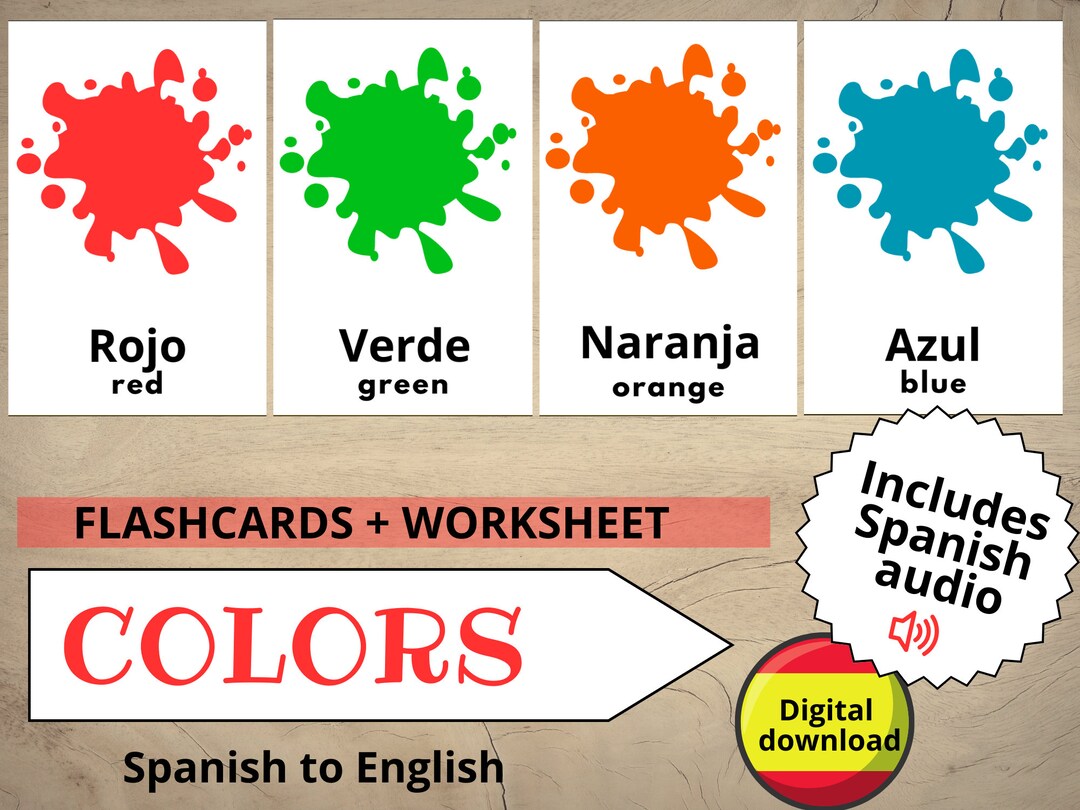 Spanish Colors Flashcards Printable Learn Spanish Spanish - Etsy
