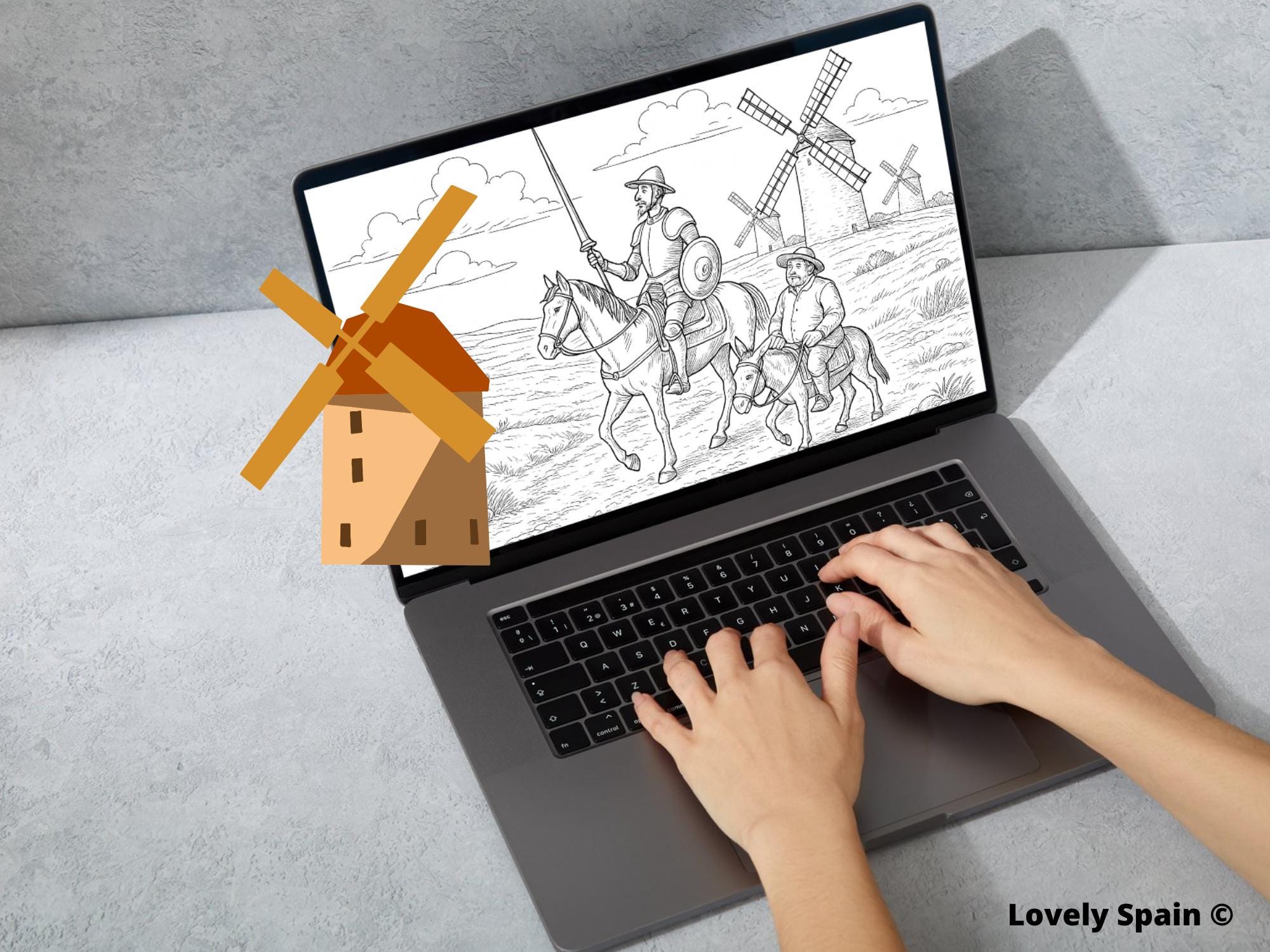Don Quixote and Sancho Panza Coloring Page, Spanish Classic Literature ...