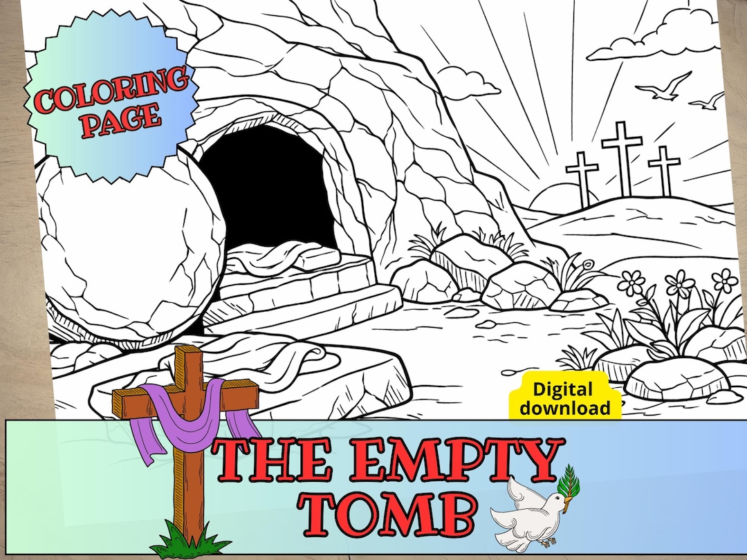 Empty Tomb Coloring Page, Christian Easter Coloring Sheet, Jesus ...