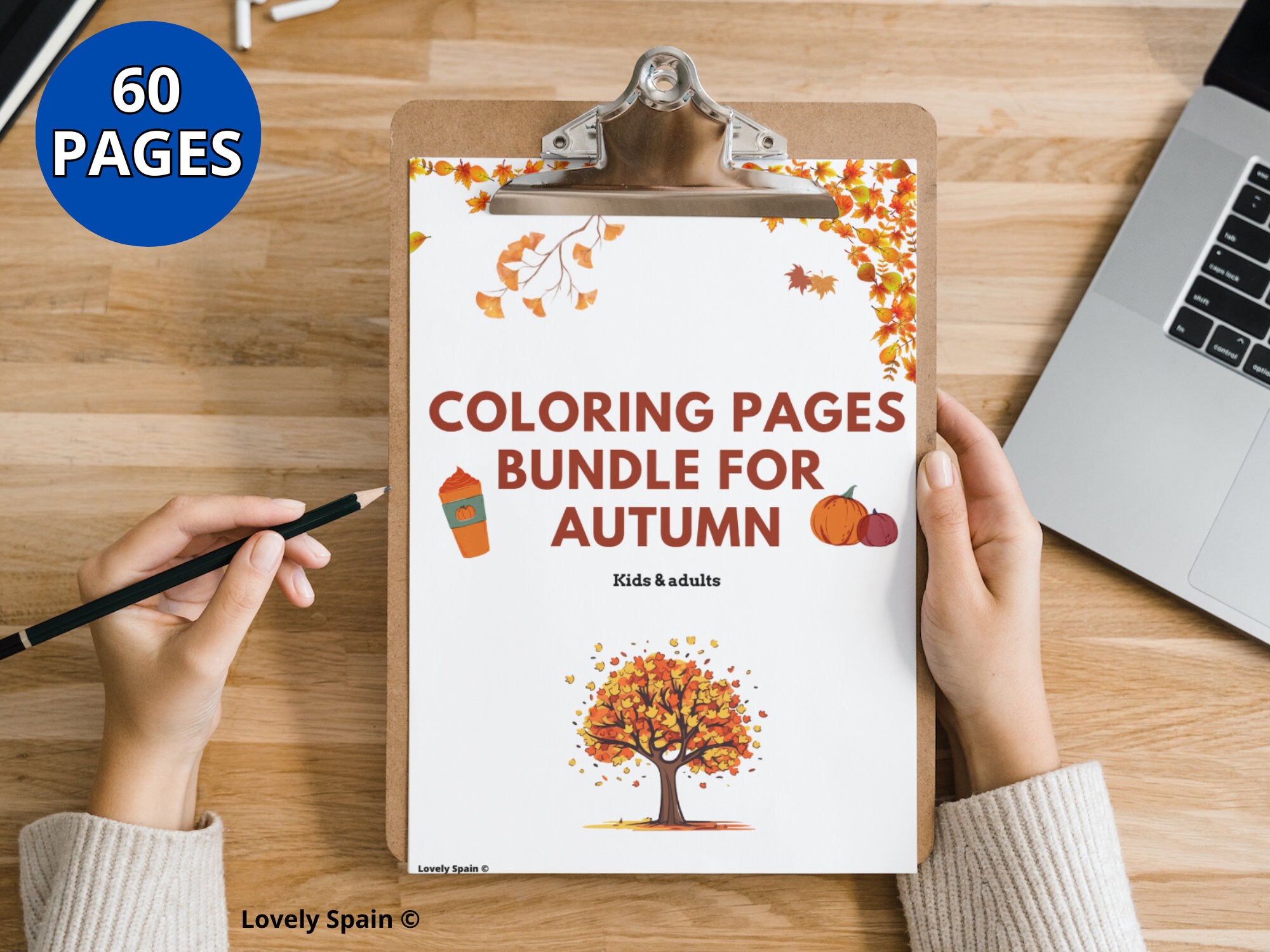 60 Autumn Coloring Pages for Kids and Adults, Fall Season Bundle ...