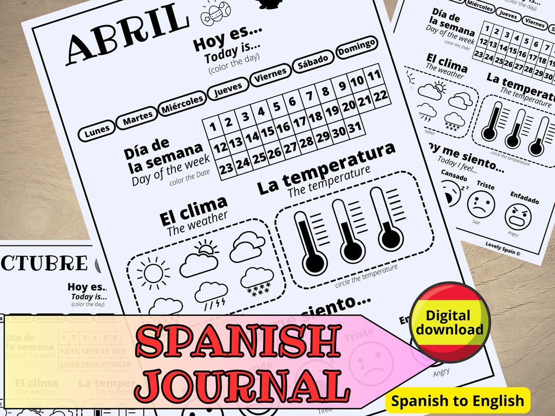 Spanish Monthly Emotion Worksheets for Kids, 12 Spanish Calendar ...