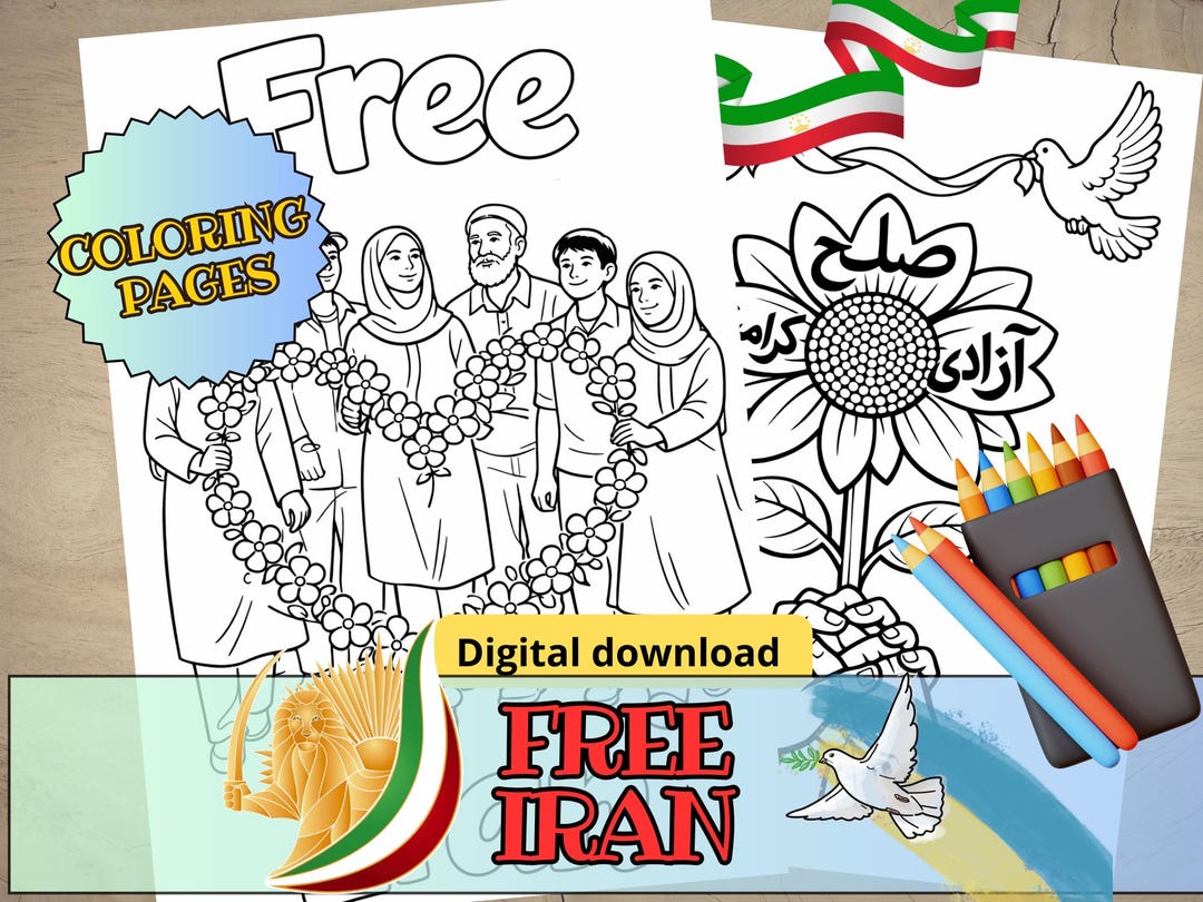 Pray for Iran Coloring Page, Free Iran Sheet, All Eyes on Middle East ...