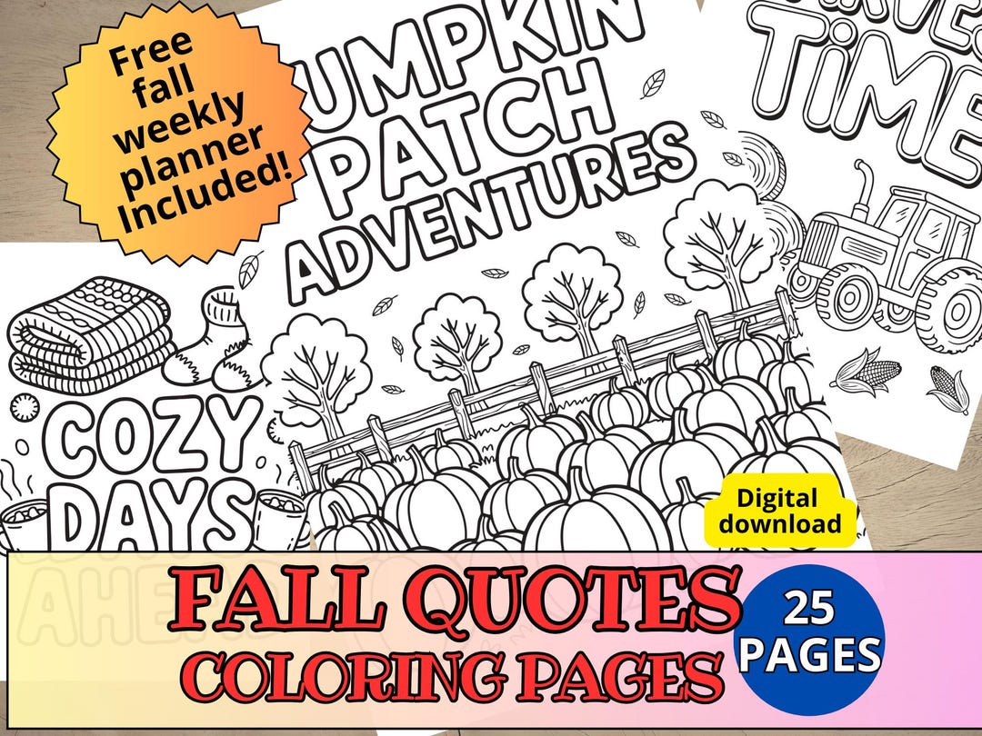 Fall Quote Coloring Pages, 25 Autumn Printable Coloring Sheets With ...