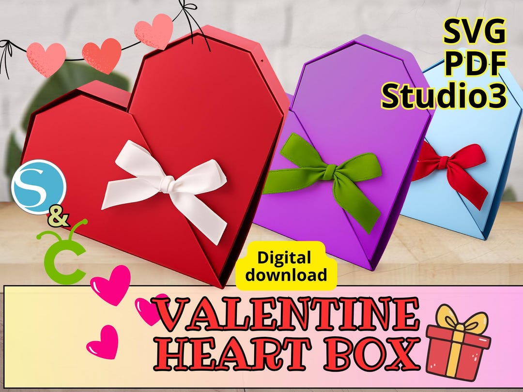 Valentine's Day Chocolate Box, Diy Paper Craft, Heart Box Template, SVG ...