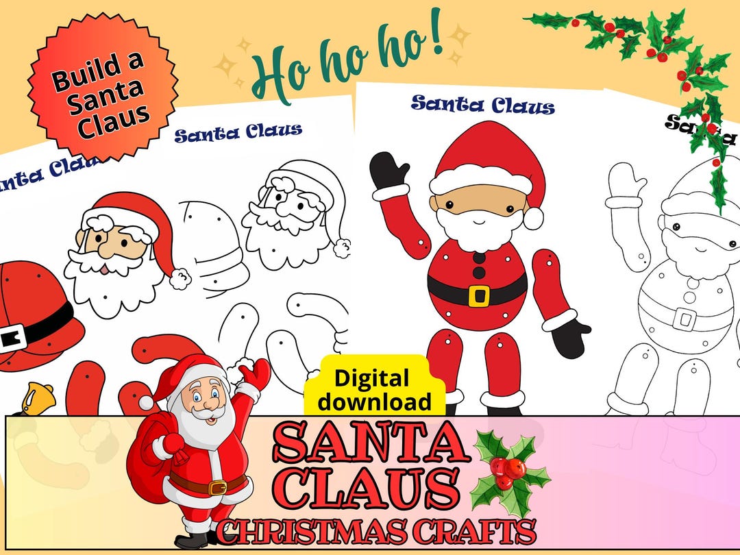 Printable Santa Claus Craft for Kids, Santa Claus Articulated Puppet ...