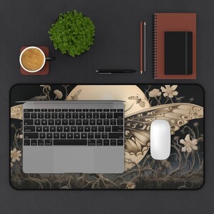 Moon Moth Gaming Desk Mat, Whimsigoth Witchy Mouse Pad, Celestial Desk ...