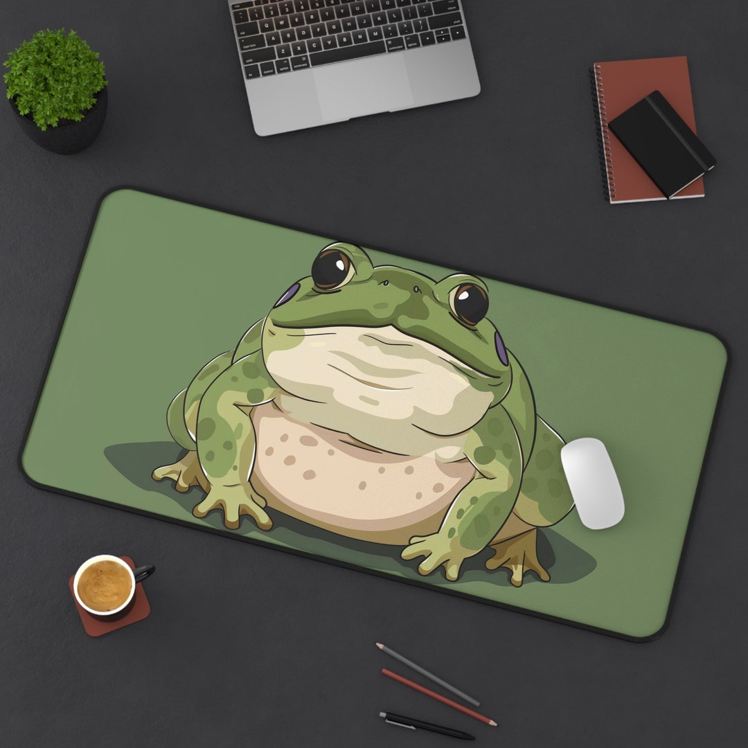 Chubby Frog Gaming Desk Mat, Kawaii Style Workspace Decor, Gamer Mouse ...