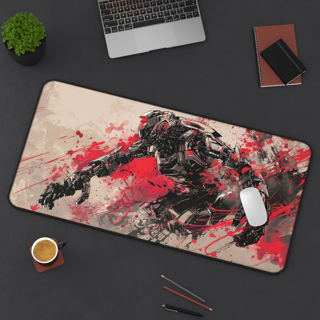 Blood and Rust Anime Mech Robot Themed Gaming Desk Mat, Gift for Robot ...