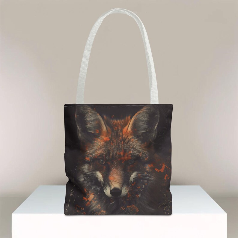 Gothic Fox Tote Bag, Goblincore Whimsigoth Fox Print, Dark Academia ...