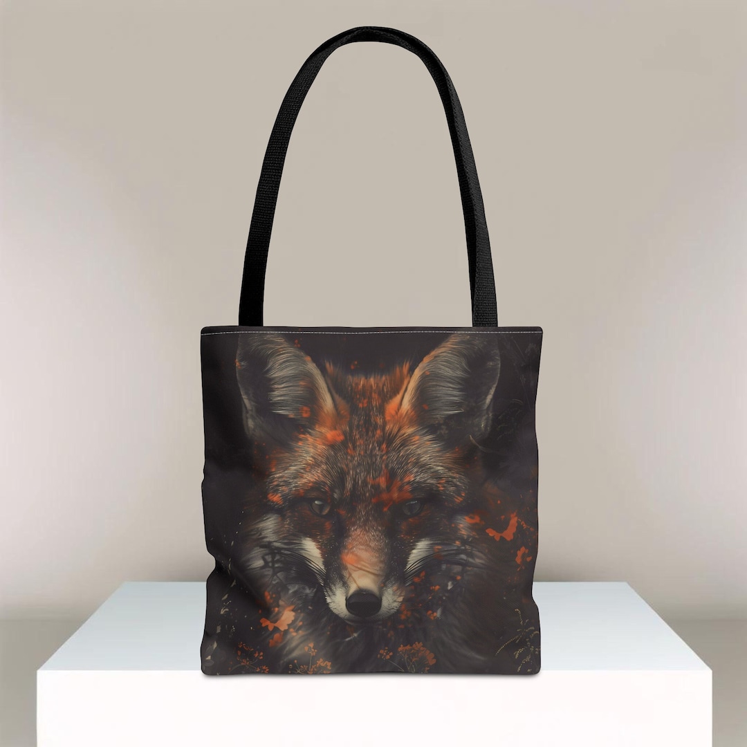 Gothic Fox Tote Bag, Goblincore Whimsigoth Fox Print, Dark Academia ...