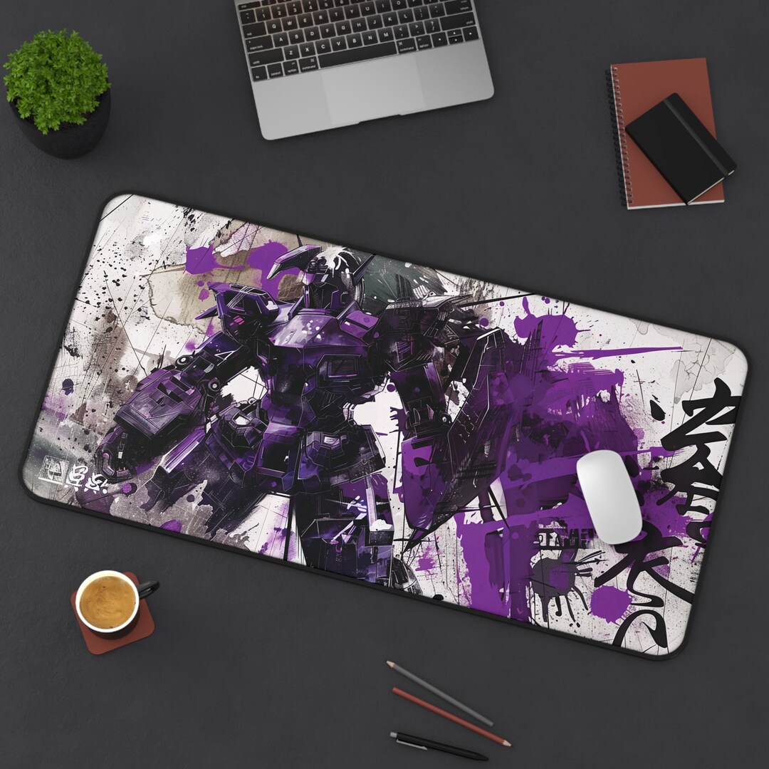 Anime Royal Mech Robot Themed Purple Gaming Desk Mat, Gift for Robot ...