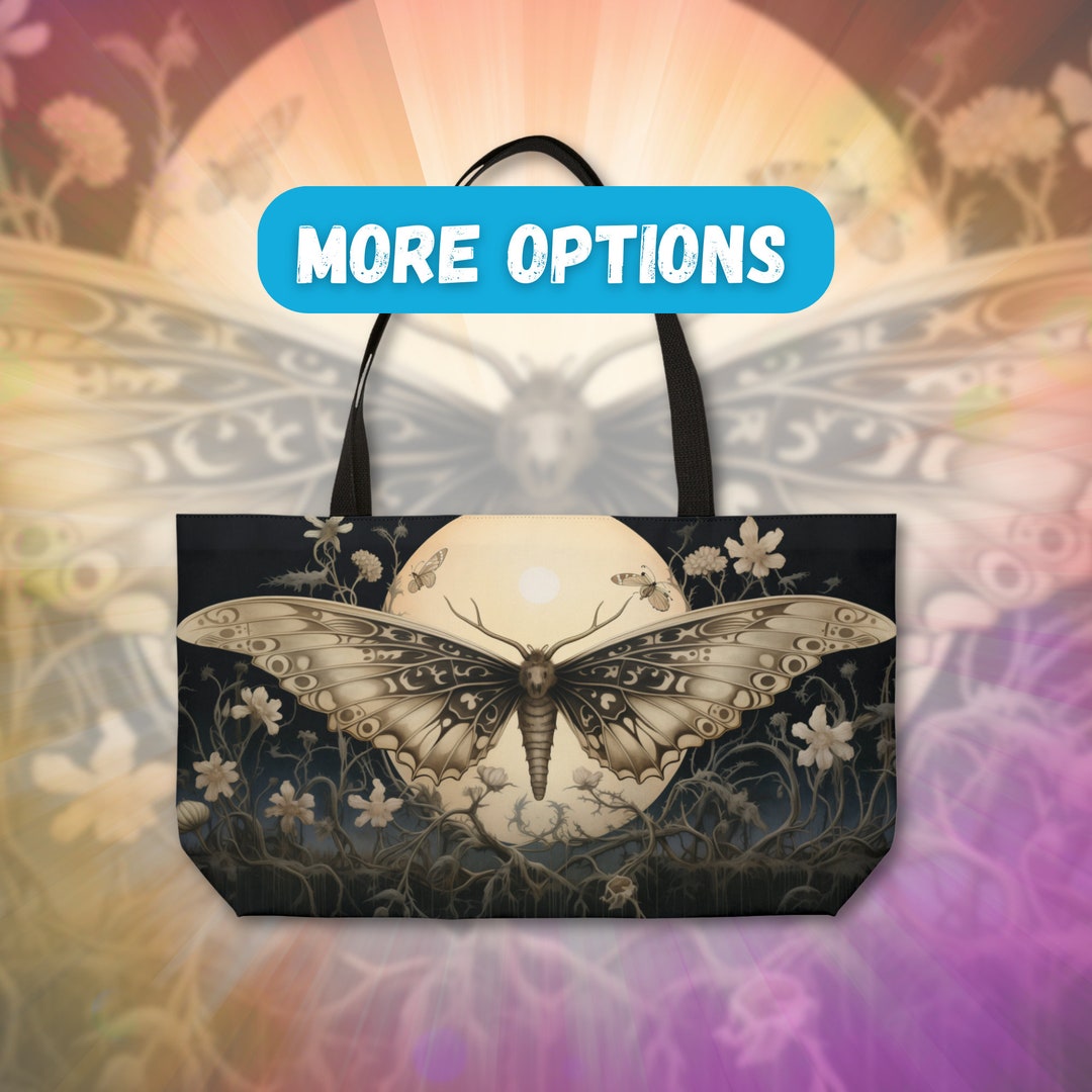 Moon Moth Tote Bag, Whimsigoth Witchy Carrying Case, Celestial Tote Bag ...