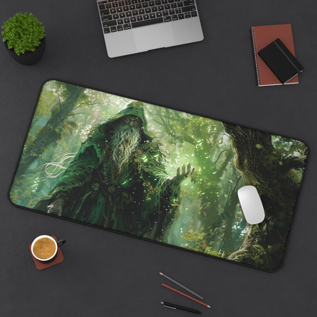 MTG Inspired Green Wizard Gaming Desk Mat, TCG Play Mat, Woodland ...