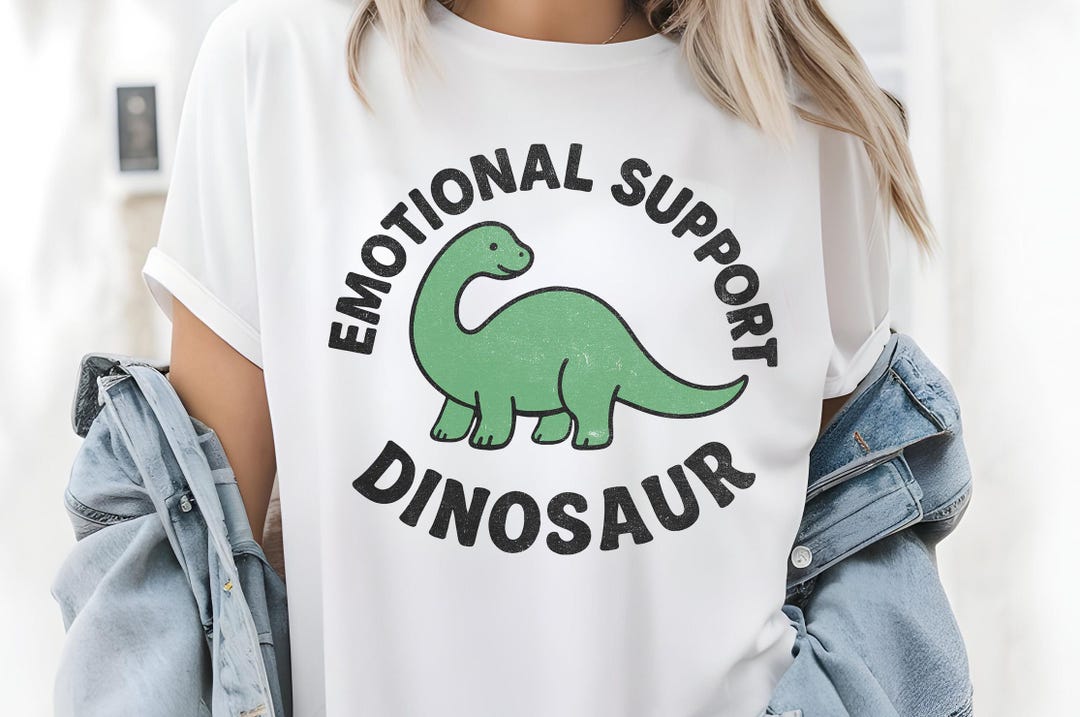 Emotional Support Dinosaur SVG PNG, Brontosaurus Clipart, Cute Kawaii Dinosaur Design, Mental ...